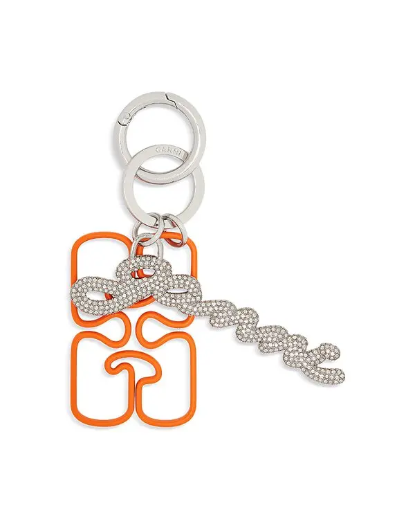 GANNI Strass Signature Keyring - Russet Orange