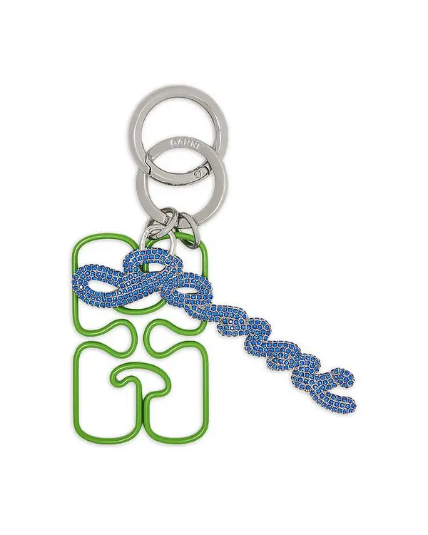 GANNI Strass Signature Keyring - Flash Green