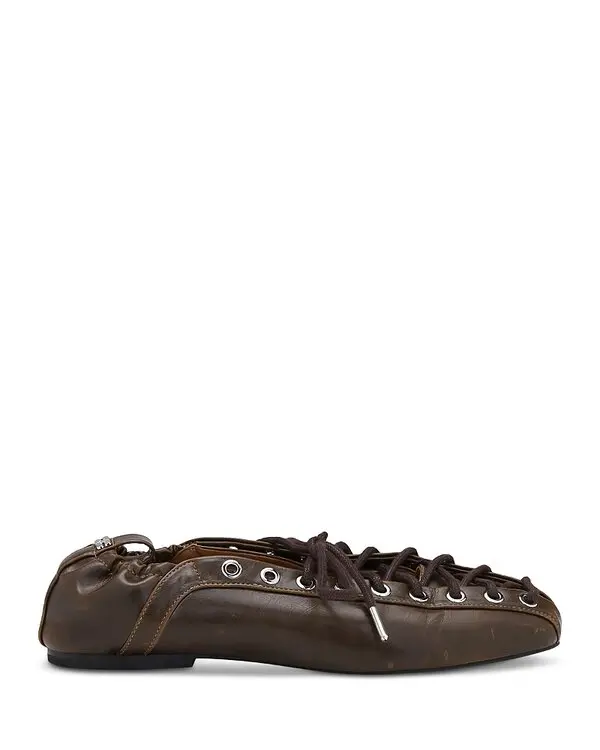 GANNI Eyelets Lace Up Ballerina Flats