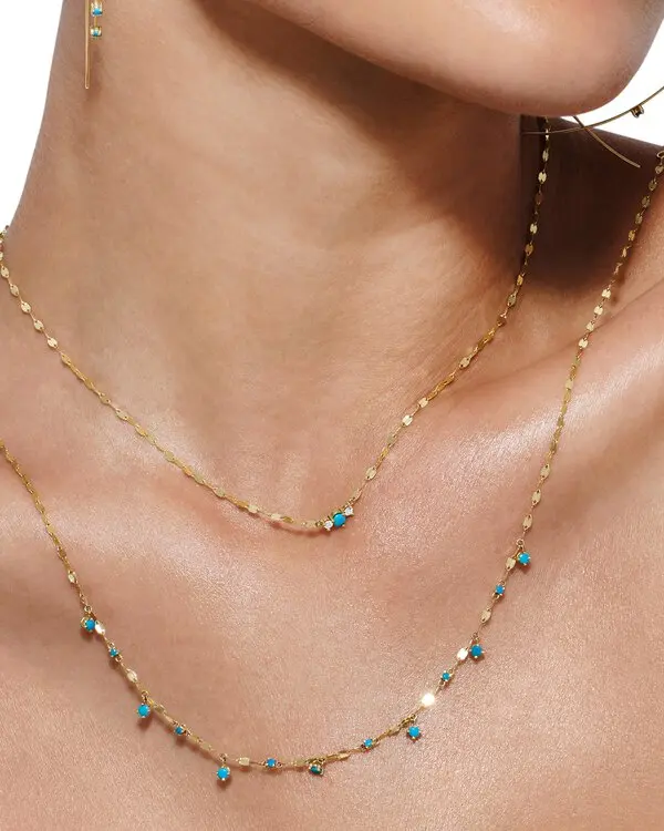 Lana Jewelry 14k Yellow Turquoise And Diamond Pendant Necklace - Gold