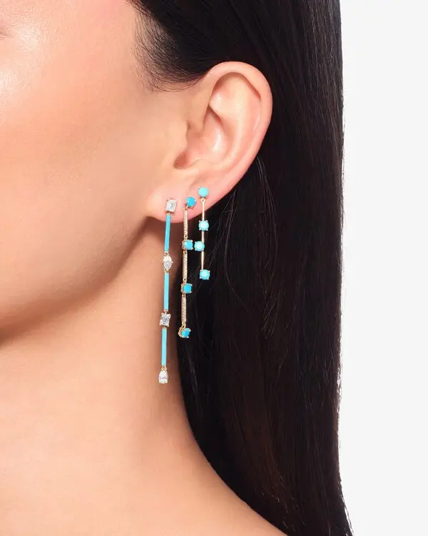 Lana Jewelry 14k Yellow Gold Turquoise & Diamond Linear Drop Earrings