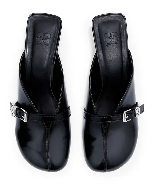 GANNI Sue Kitten Heel Mules - Black