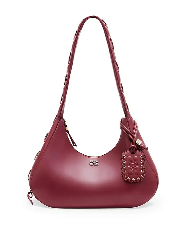 GANNI Medium Laces Hobo Bag - Burgundy