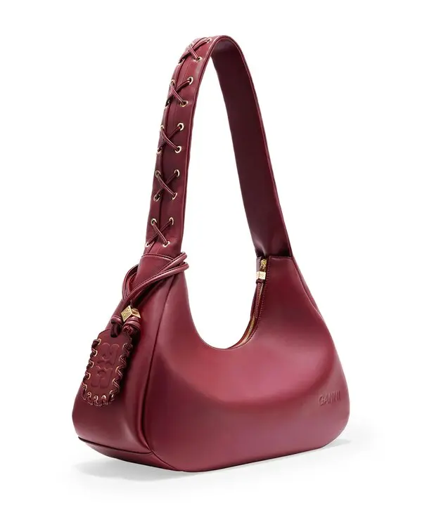 GANNI Medium Laces Hobo Bag - Burgundy