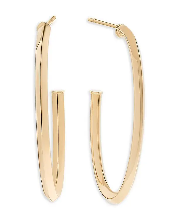 Lana Jewelry 14k Yellow Oval Hoop Earrings - Gold