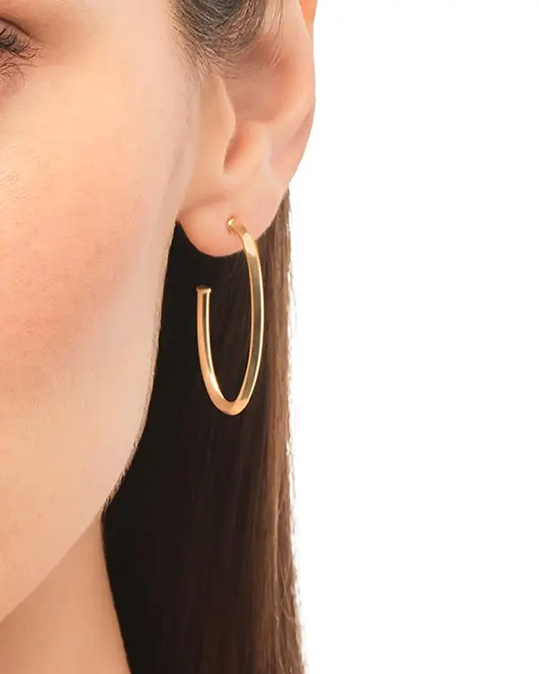 Lana Jewelry 14k Yellow Narrow Oval Hoop Earrings - Gold