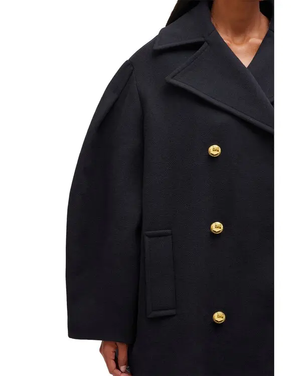 GANNI Oversized Pea Coat - Sky Captain