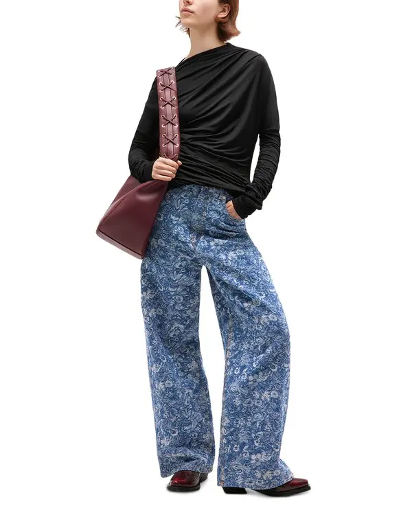 GANNI Tapestry Baggy Jeans - Mid Blue Stone