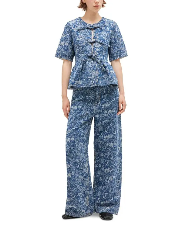 GANNI Tapestry Denim Peplum Top