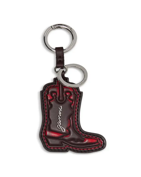 GANNI Leather Western Boot Keyring - Black