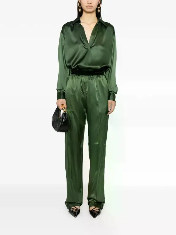 TOM FORD Logo-embroidered Satin Tunic