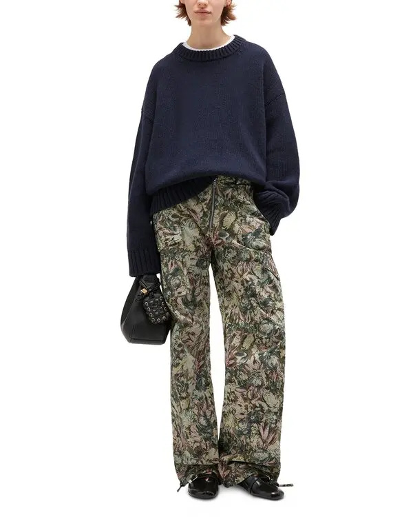 GANNI Chunky Mixed Wool-blend Crewneck Sweater - Sky Captain