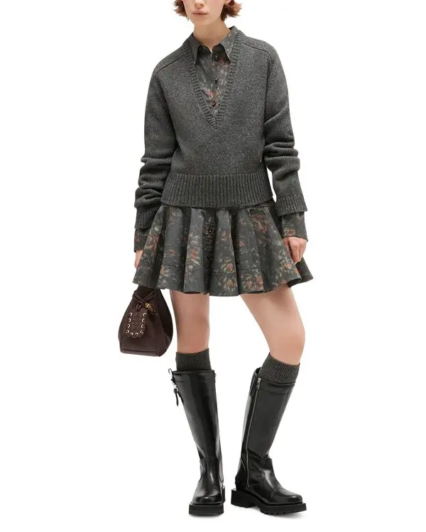 GANNI Deep V-neck Sweater - Phantom