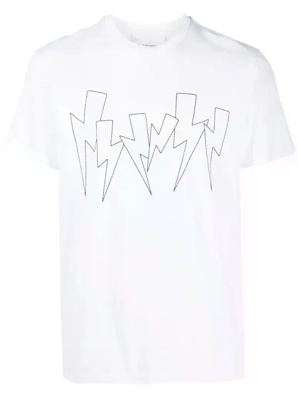 Neil Barrett Thunderbolt-print Crew-neck T-shirt - White