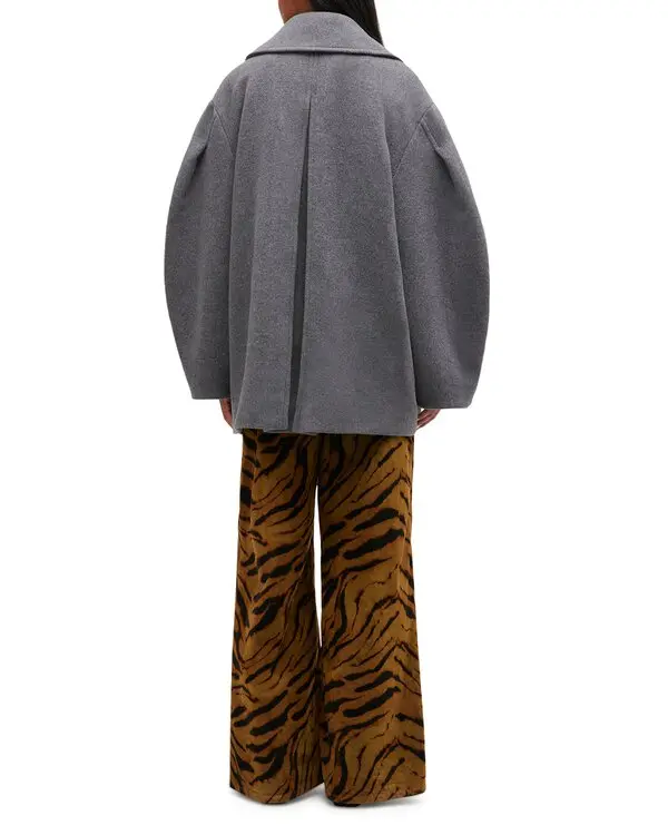 GANNI Oversized Pea Coat - Pewter