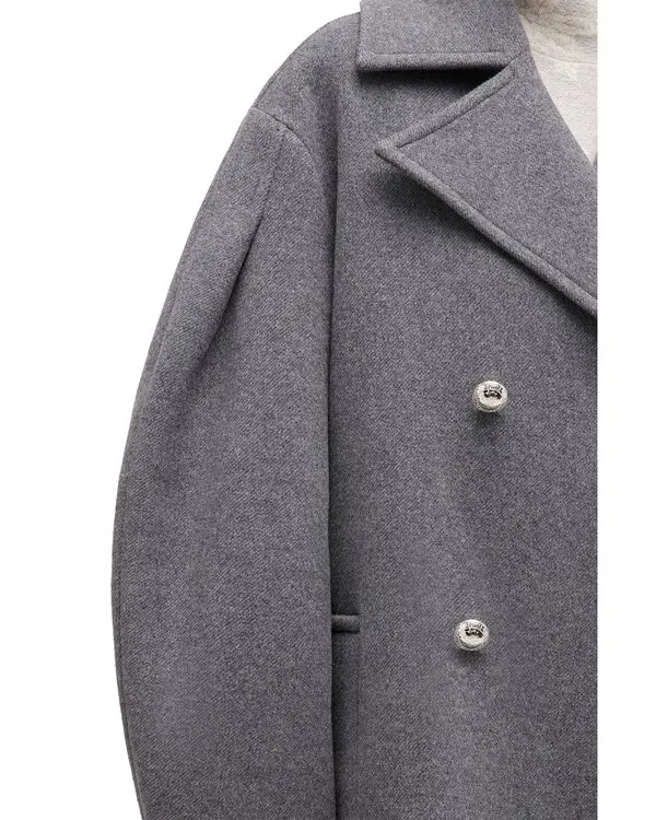GANNI Oversized Pea Coat - Pewter