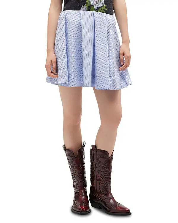 GANNI Striped Mini Circle Skirt - Lavender Lustre