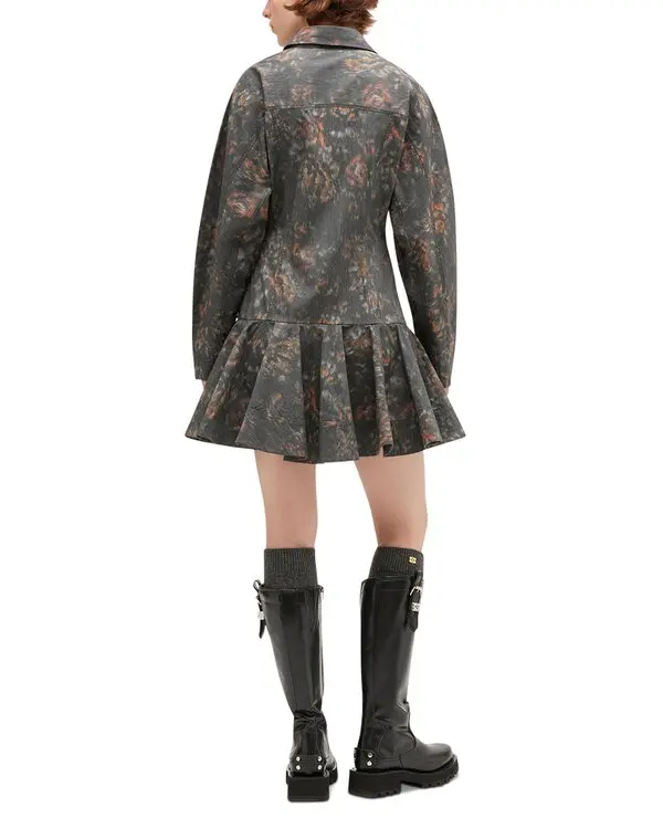 GANNI Floral Print Shirt Dress - Phantom