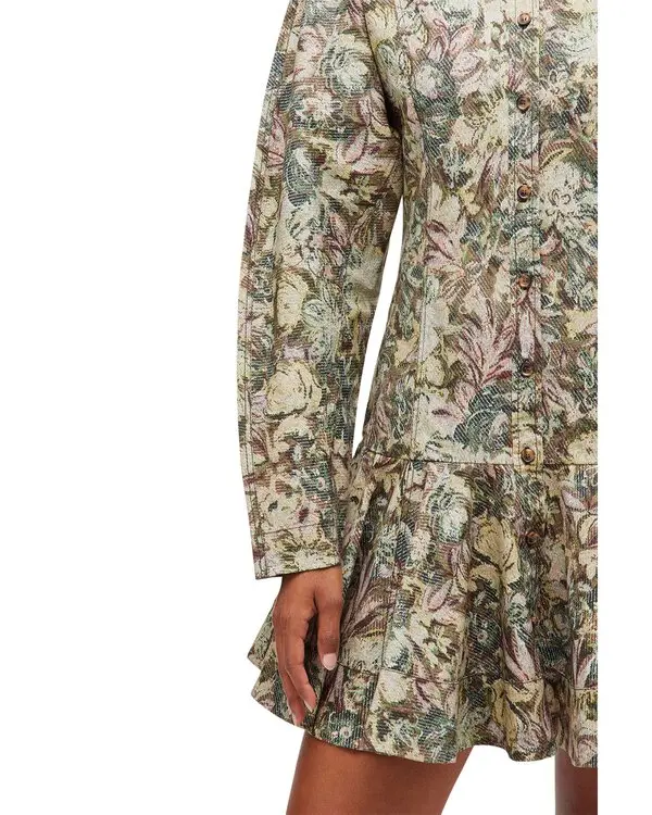 GANNI Tapestry Floral Shirt Dress - Jadeite