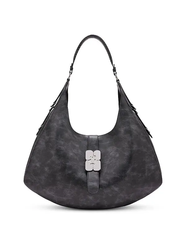 GANNI Large Vintage Leather Bag - Ebony