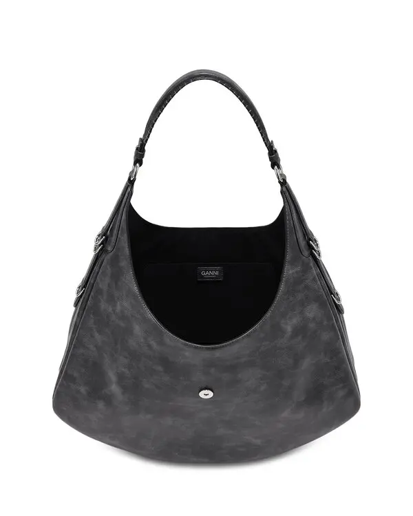 GANNI Large Vintage Leather Bag - Ebony