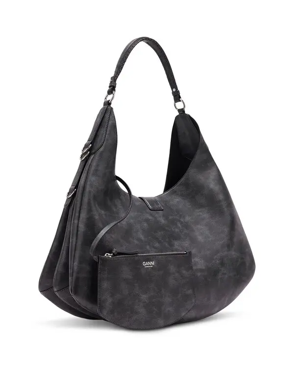 GANNI Large Vintage Leather Bag - Ebony