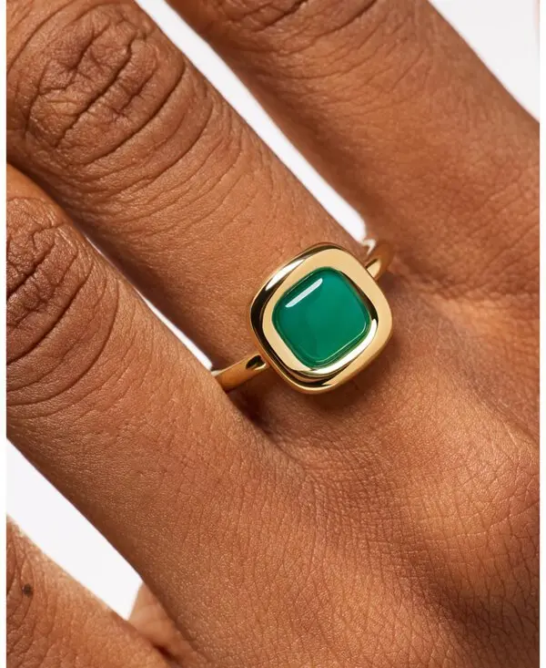 ANA LUISA Statement Clara Ring Green Onyx - Gold Green