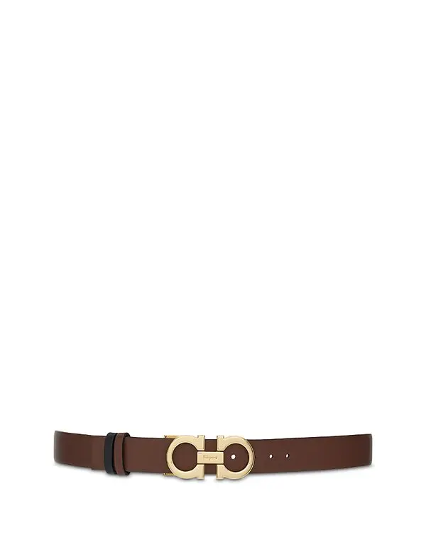 FERRAGAMO Donna Reversible Leather Belt - Cocoa Brown