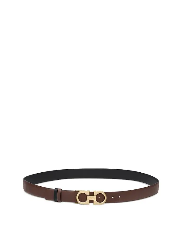 FERRAGAMO Donna Reversible Leather Belt - Cocoa Brown