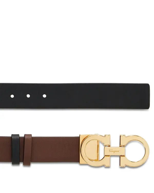FERRAGAMO Donna Reversible Leather Belt - Cocoa Brown