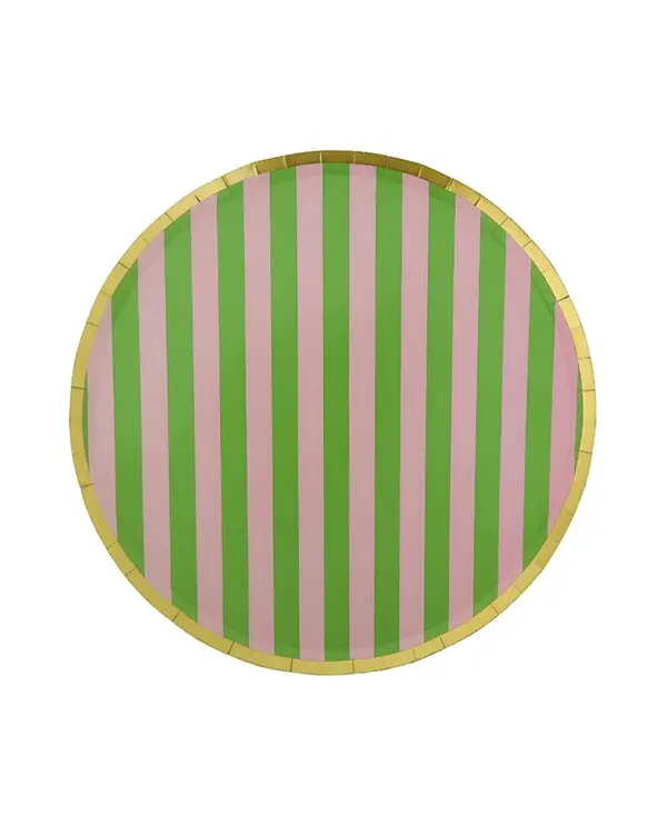 JOLLITY & CO Camp Bachelorette Striped Paper Dinner Plates, Set Of 8 - Multicolor
