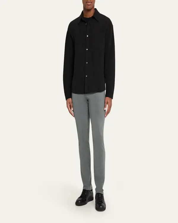 FRAME Cotton Waffle Texture Button-down Shirt - Black
