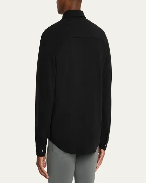 FRAME Cotton Waffle Texture Button-down Shirt - Black