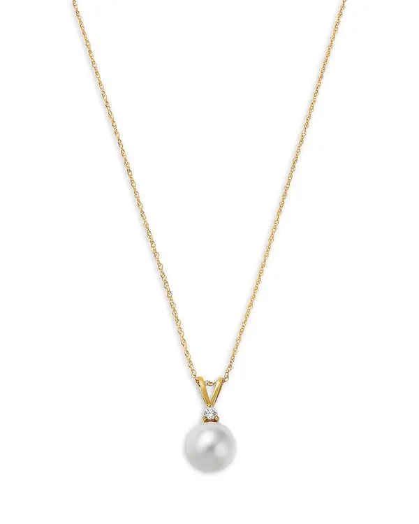 Bloomingdale'S Lab Grown Diamond And Cultured Freshwater Pearl Pendant Necklace - White