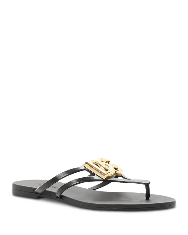 Dolce & Gabbana Rubber Beach Thong Sandals With Dg Logo Detail - Black/gold