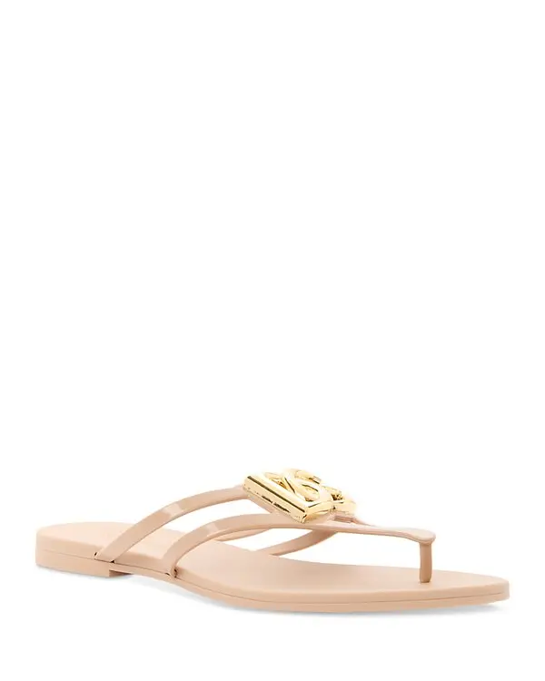 Dolce & Gabbana Rubber Beach Thong Sandals With Dg Logo Detail - Pink/gold