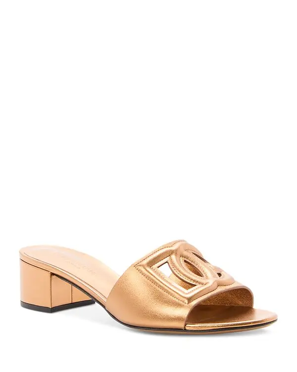 Dolce & Gabbana Leather Slides - Bronze
