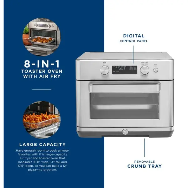 GE APPLIANCES Digital Air Fry 8 In 1 Toaster Oven