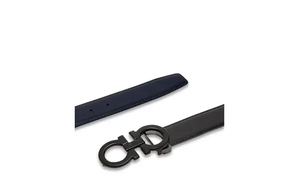 FERRAGAMO Reversible Leather Belt With Gancini Buckle - Nero