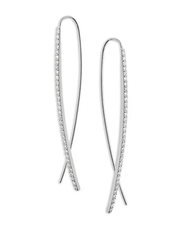 Lana Jewelry 14k Gold Diamond Pave Threader Earrings, 0.66 Tcw - White