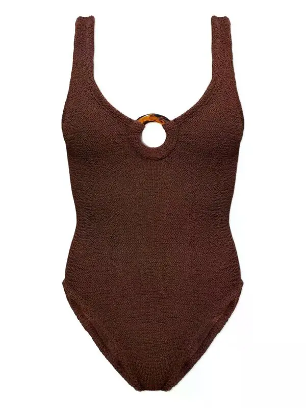 Hunza G Celine Crinkle Couverage Swimsuit - Brown