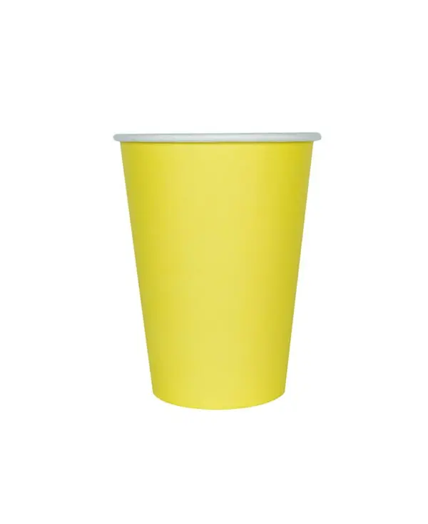 JOLLITY & CO Solid Shade Colors Paper Party Cups, Set Of 8 - Banana