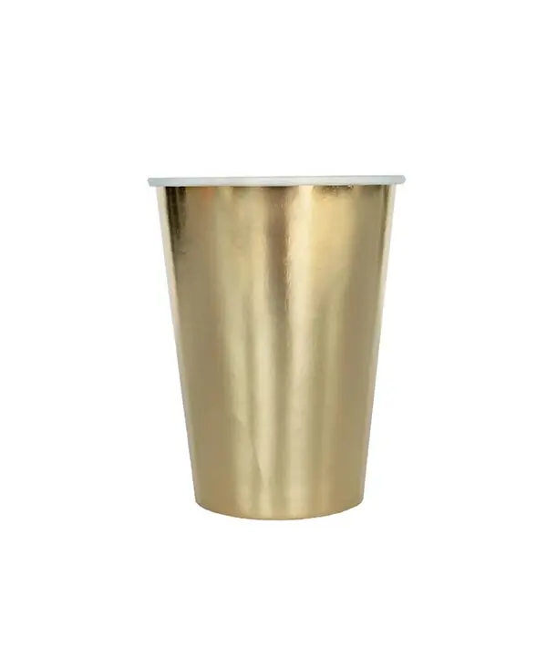 JOLLITY & CO Solid Shade Colors Paper Party Cups, Set Of 8 - Gild