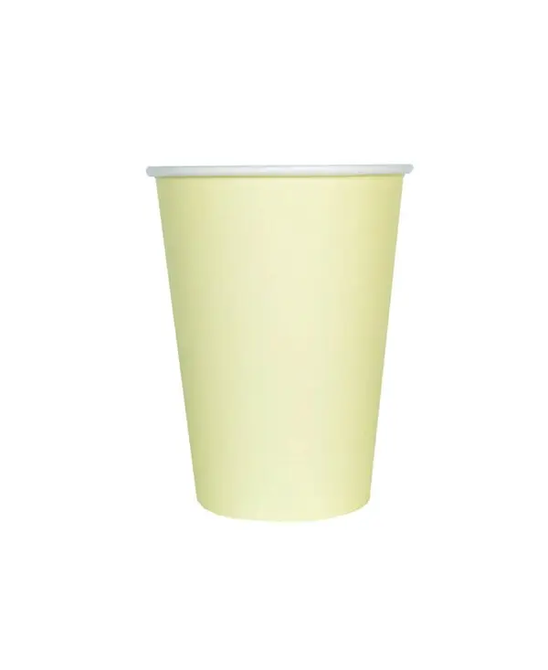 JOLLITY & CO Solid Shade Colors Paper Party Cups, Set Of 8 - Lemon