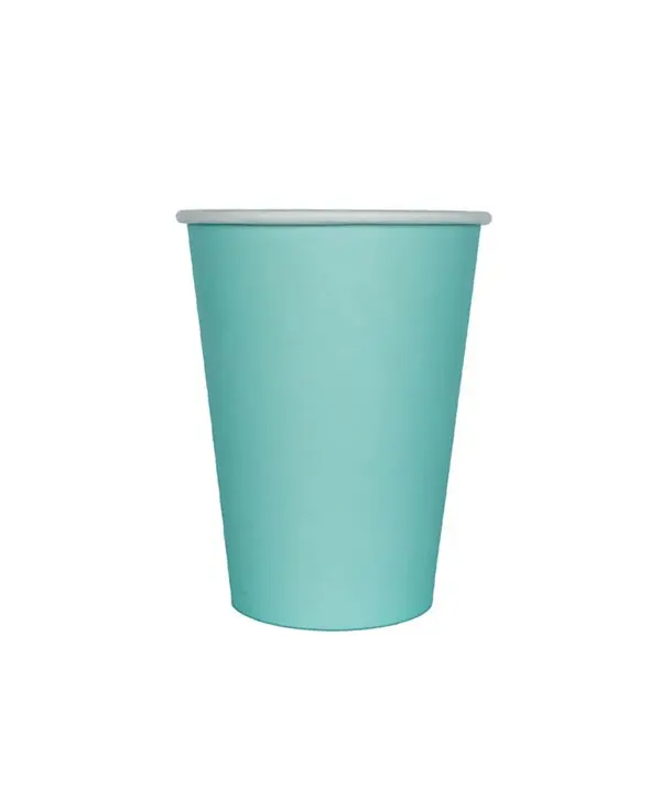 JOLLITY & CO Solid Shade Colors Paper Party Cups, Set Of 8 - Seafoam
