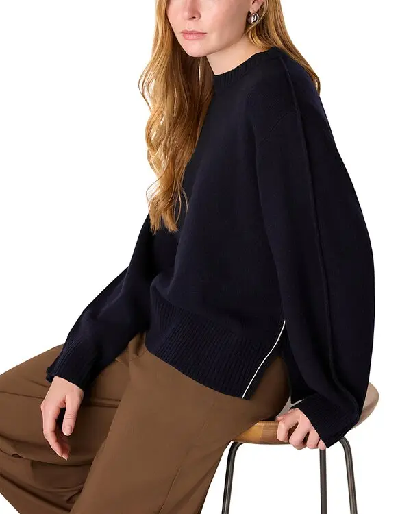 Whistles Side Stripe Wool Knit Sweater