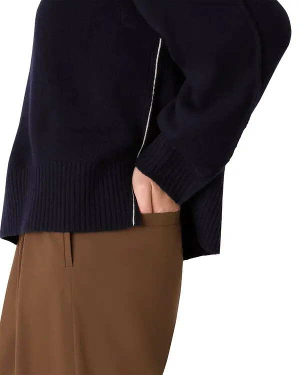 Whistles Side Stripe Wool Knit Sweater
