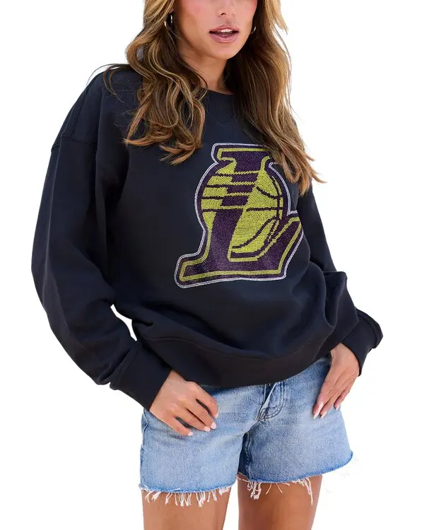 Terez Rhinestone Crewneck Sweatshirt - Los Angeles Lakers