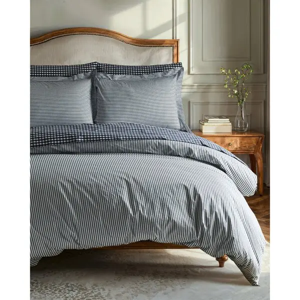PETITE PLUME Ticking Duvet Set, King
