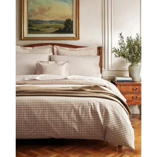 PETITE PLUME Gingham Duvet Set, Twin - Camel